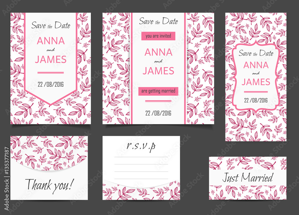 Beautiful wedding set of printed materials with a abstract design ...