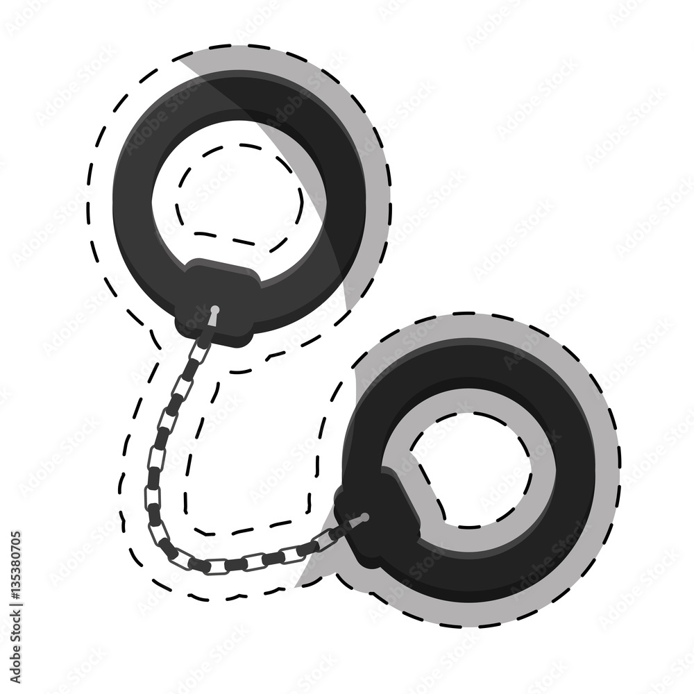 handcuffs crime icon image sticker vector illustration design Stock ...