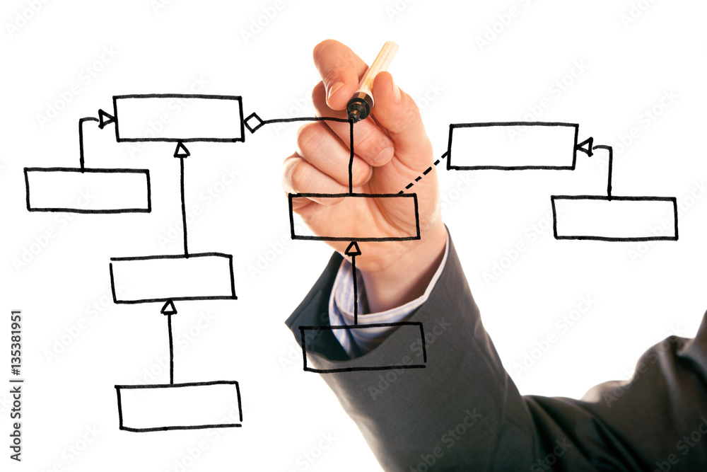 Software Engineer Drawing A Uml Class Diagram Stock Photo | Adobe Stock