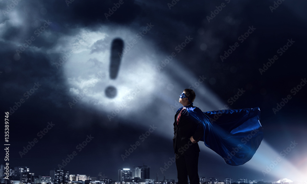 Strong and powerful as super hero . Mixed media Stock Photo | Adobe Stock