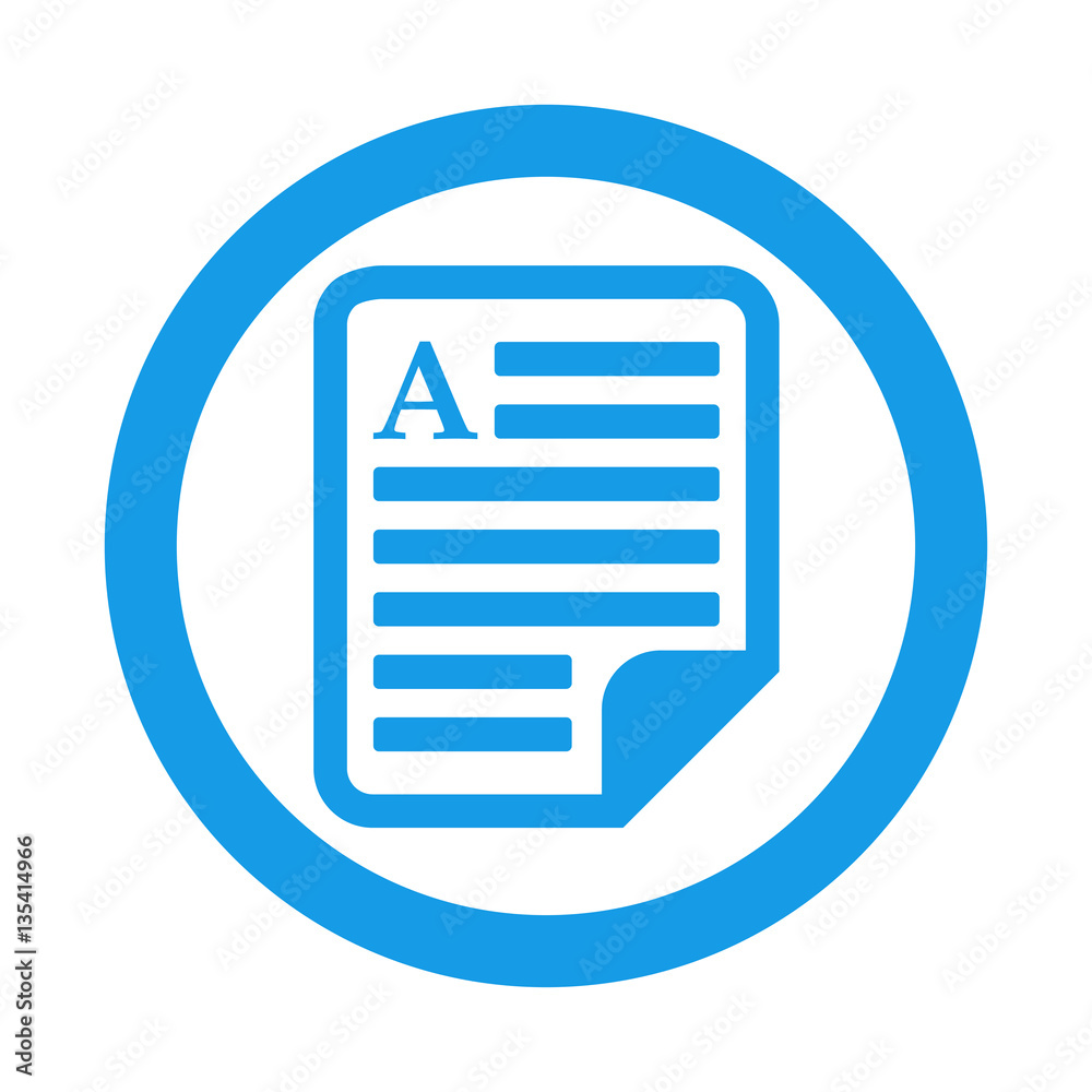 Icono plano documento texto en circulo color azul Stock Illustration ...