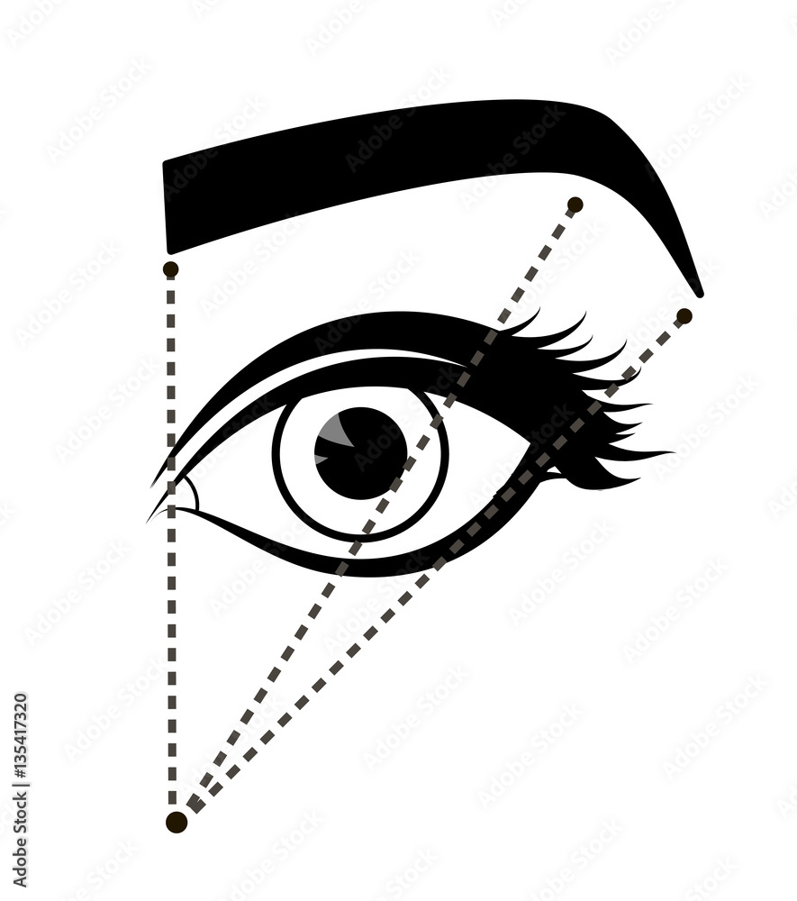 Monochrome scheme of ideal proportions eyebrows and eyes. Tutorial how ...