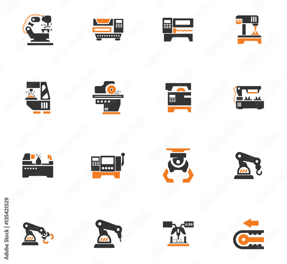 Machine tool icons set Stock Vector | Adobe Stock