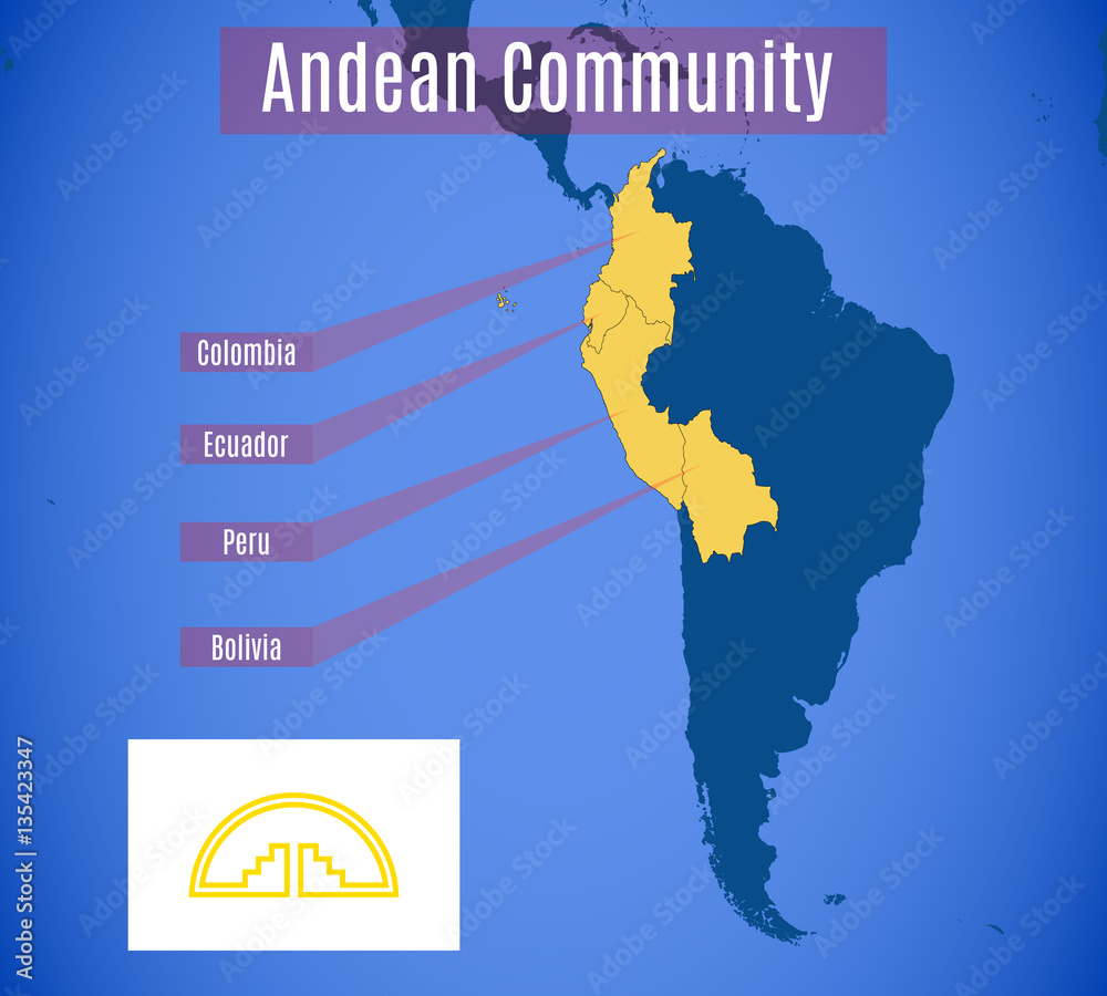 Schematic map of the Andean community. Stock Vector | Adobe Stock