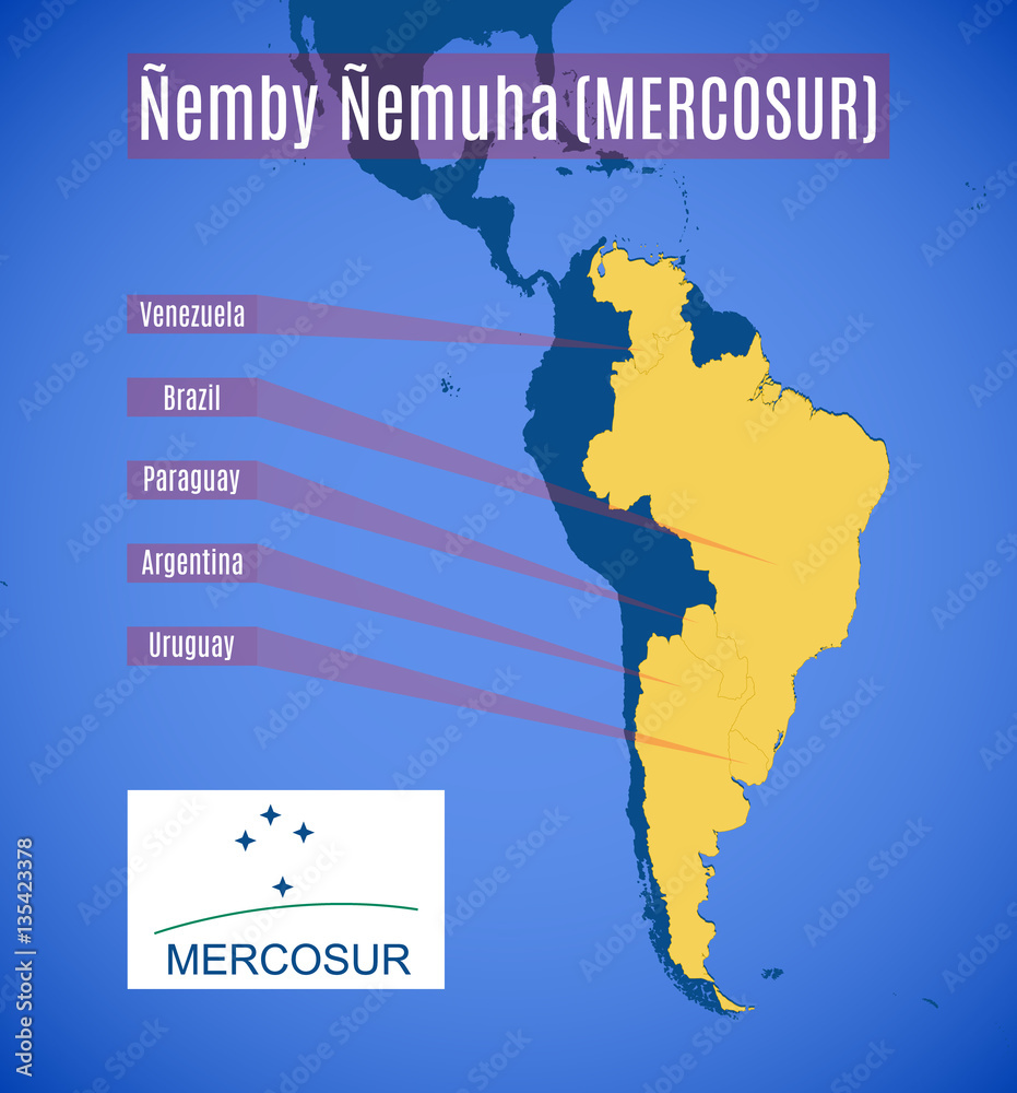 Schematic map and emblem of MERCOSUR. Stock Vector | Adobe Stock
