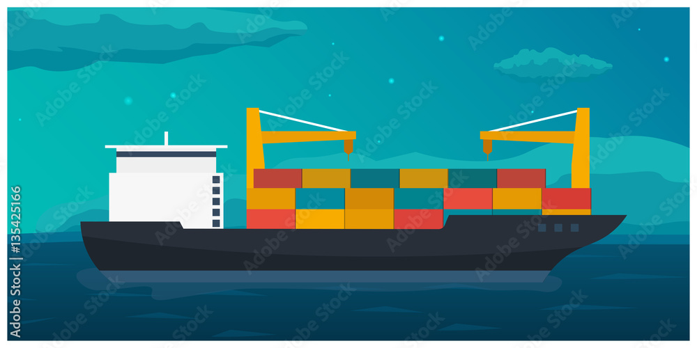 Sea transportation logistic. Sea Freight. Maritime shipping. Merchant ...