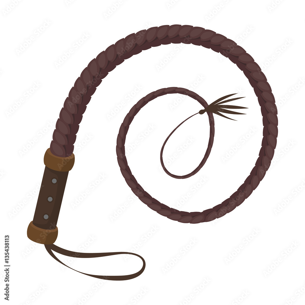 Whip icon in cartoon style isolated on white background. Rodeo symbol ...
