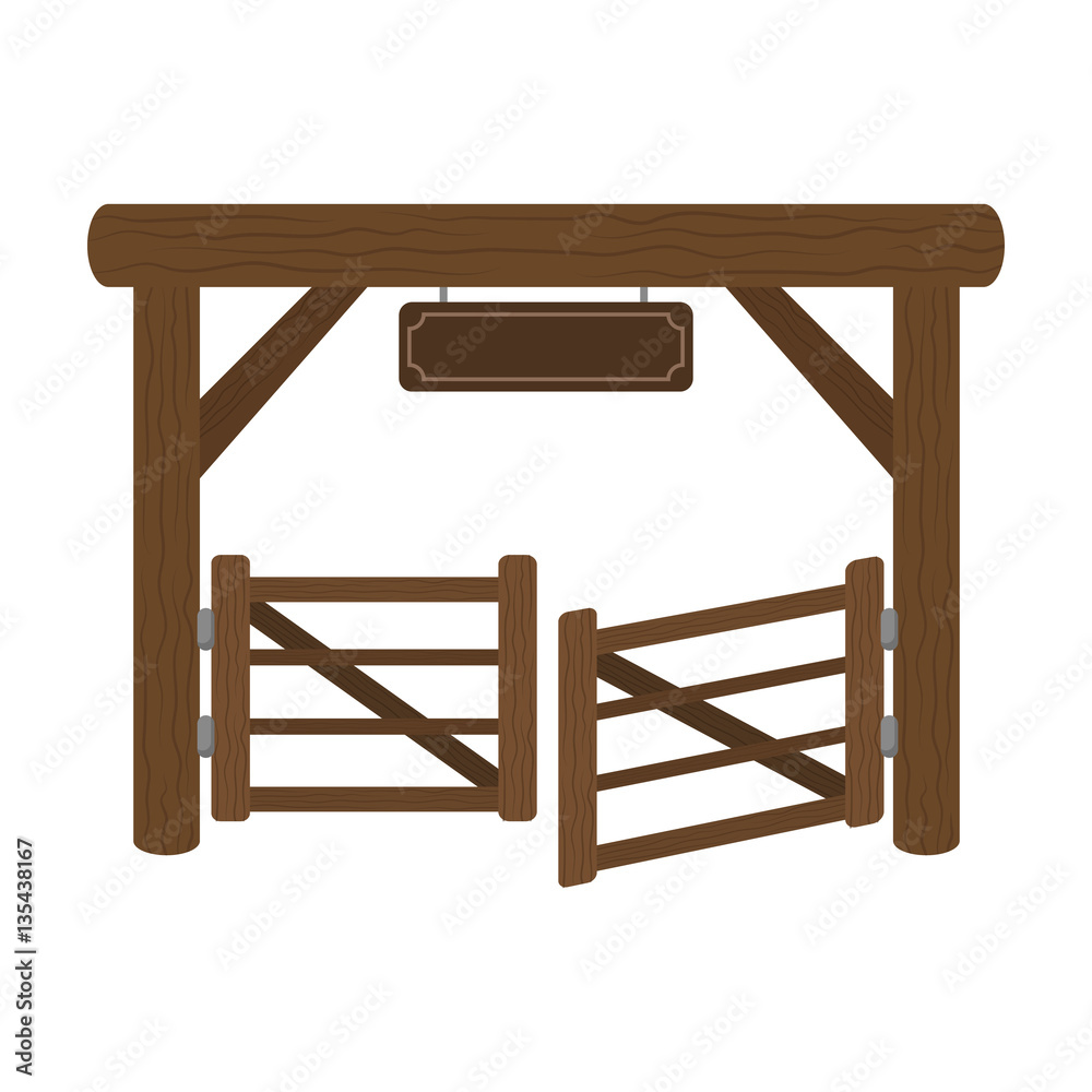Paddock gate icon in cartoon style isolated on white background. Rodeo ...