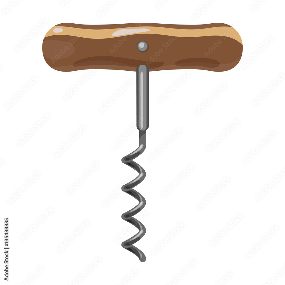 Corkscrew icon in cartoon style isolated on white background. Wine ...