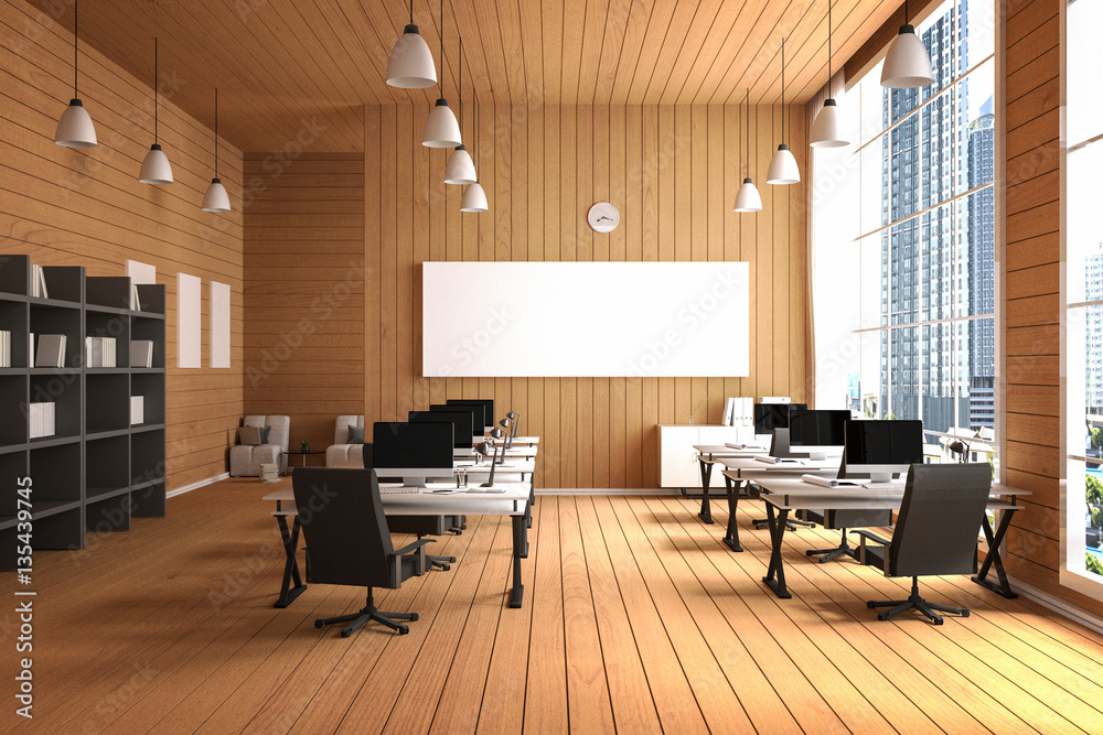 3D Rendering : illustration of modern interior Creative designer office ...