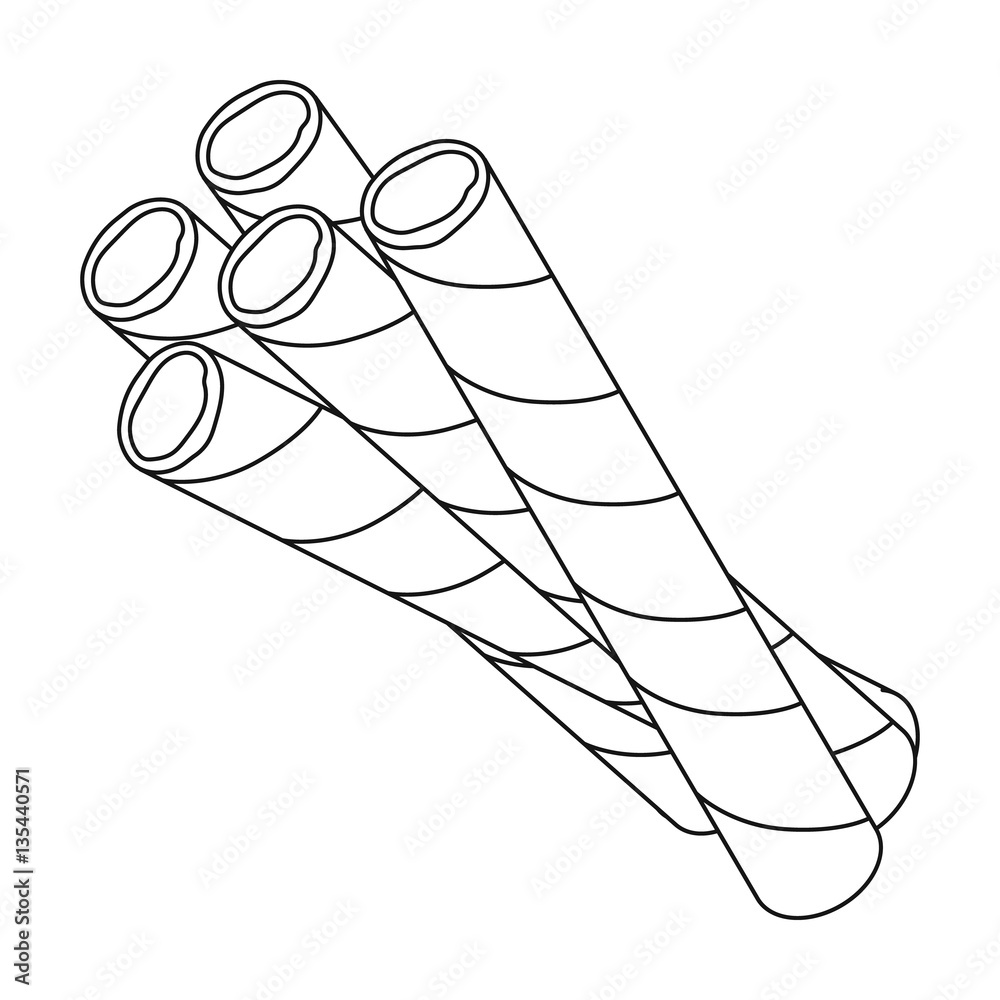 Chocolate wafer straws icon in outline style isolated on white ...