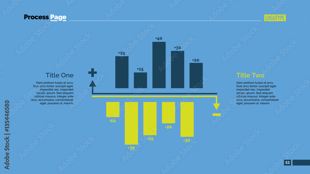 Positive and Negative Bar Charts Slide Template Stock Vector | Adobe Stock