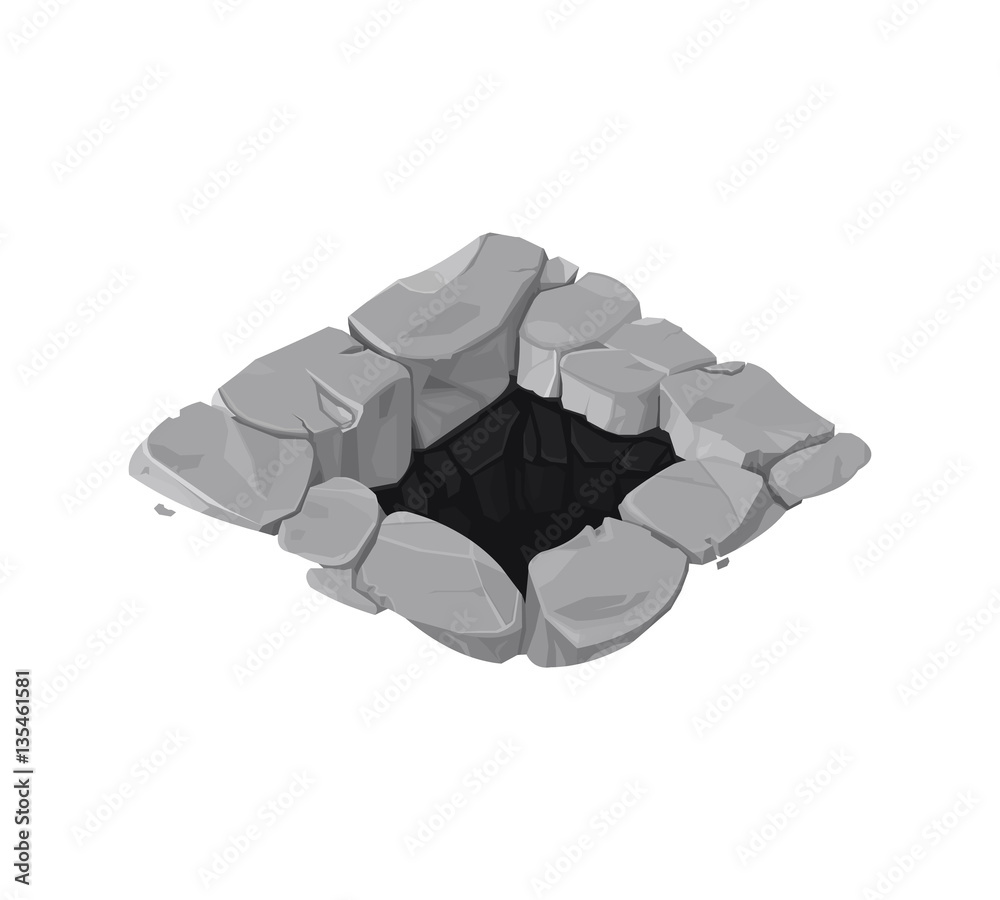 Isometric Hole in Ground. A vector illustration of a man made opening ...