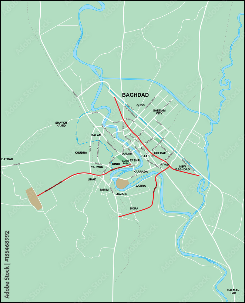 Baghdad Metro Map Stock Vector | Adobe Stock