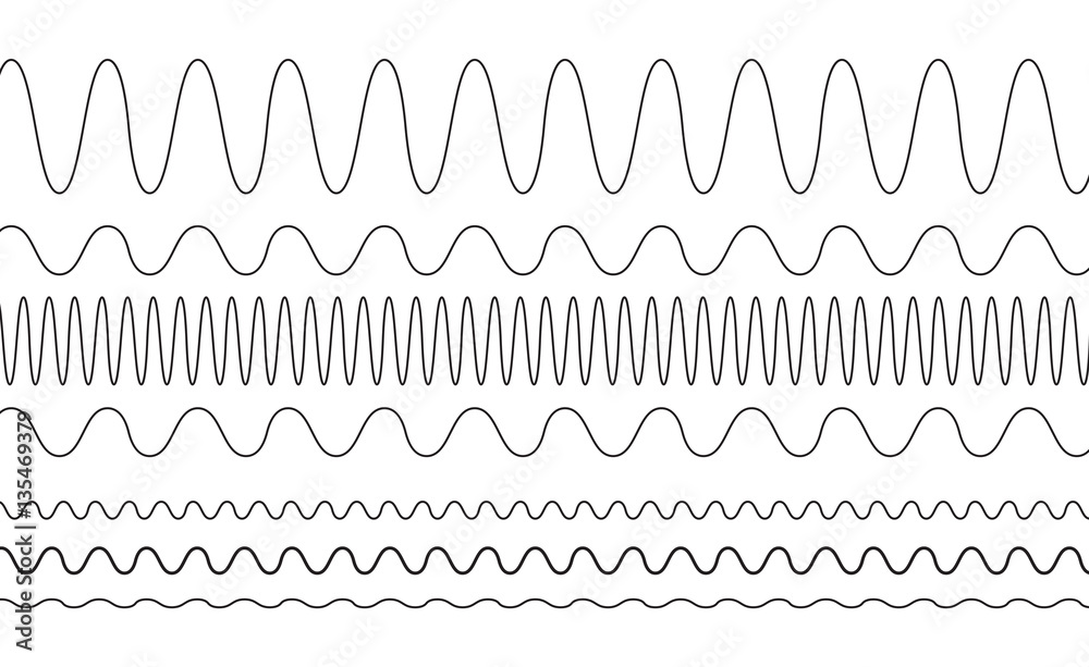 sin waves with different frequencies and amplitudes vector graph Stock ...