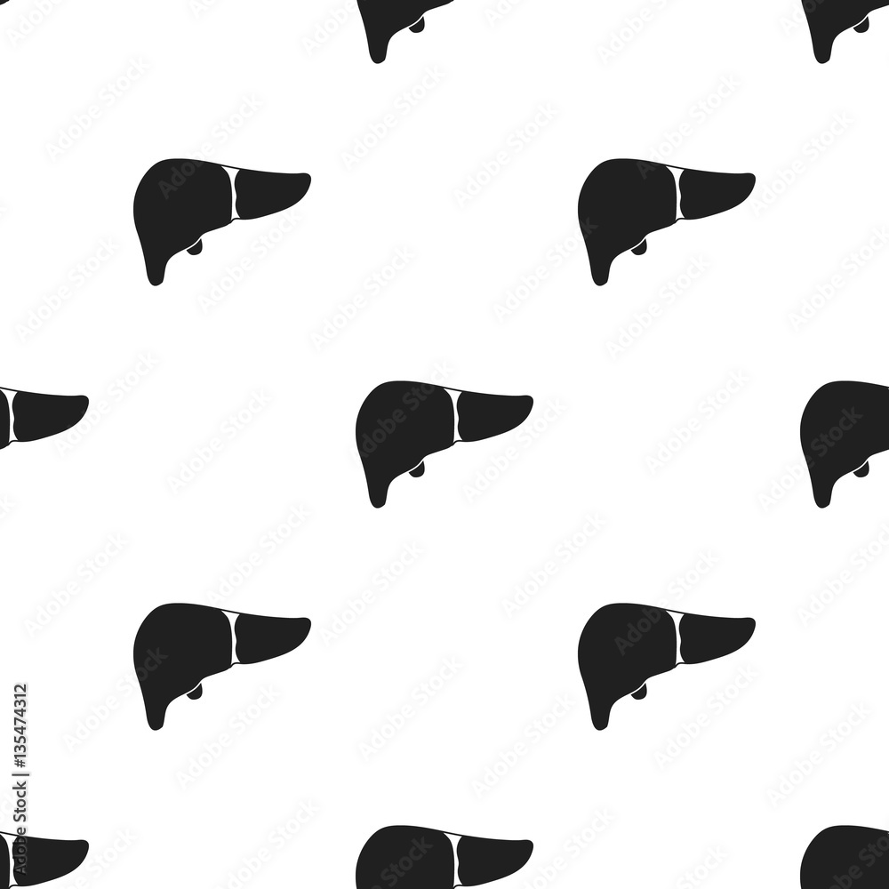Liver icon in black style isolated on white background. Organs pattern ...