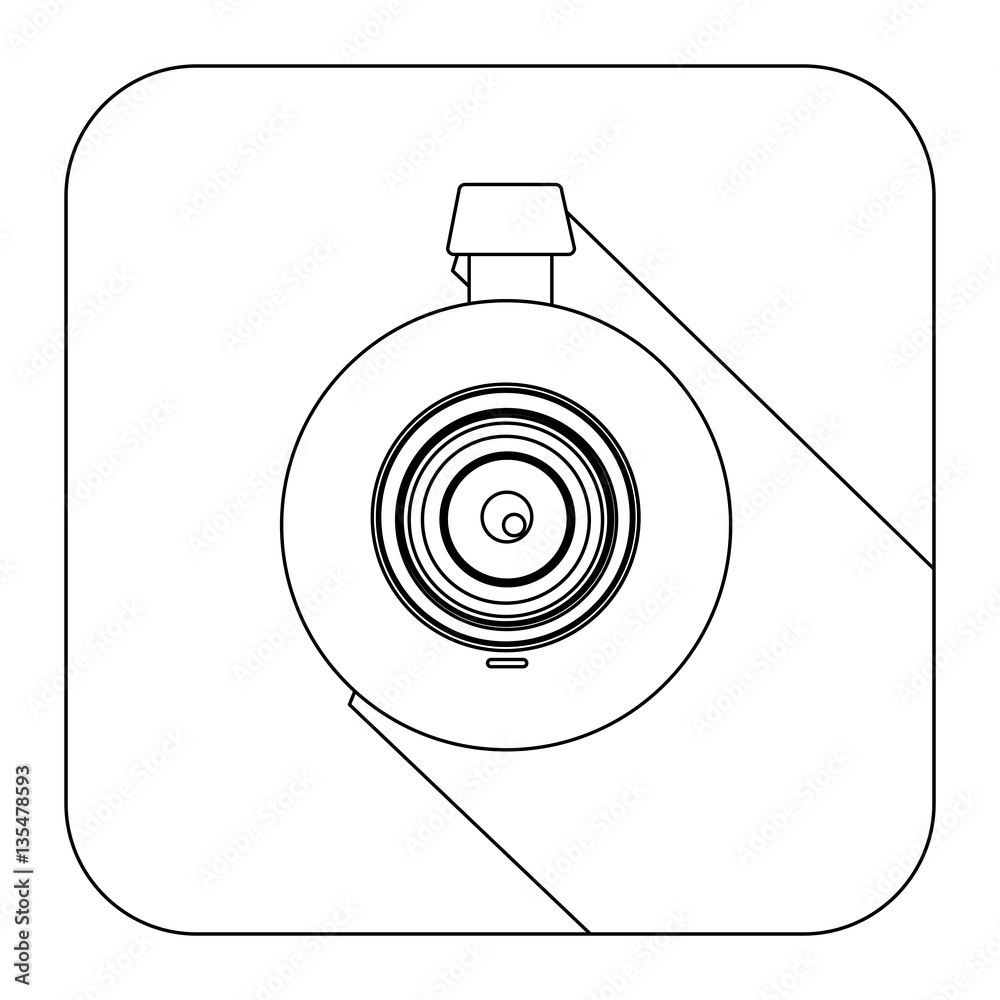 square shape with silhouette digital camera lens vector illustration ...
