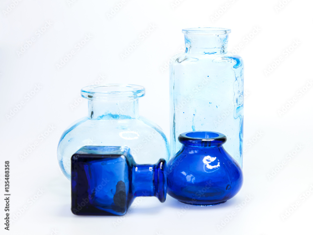 Vases from transparent blue and blue glass Stock Photo | Adobe Stock
