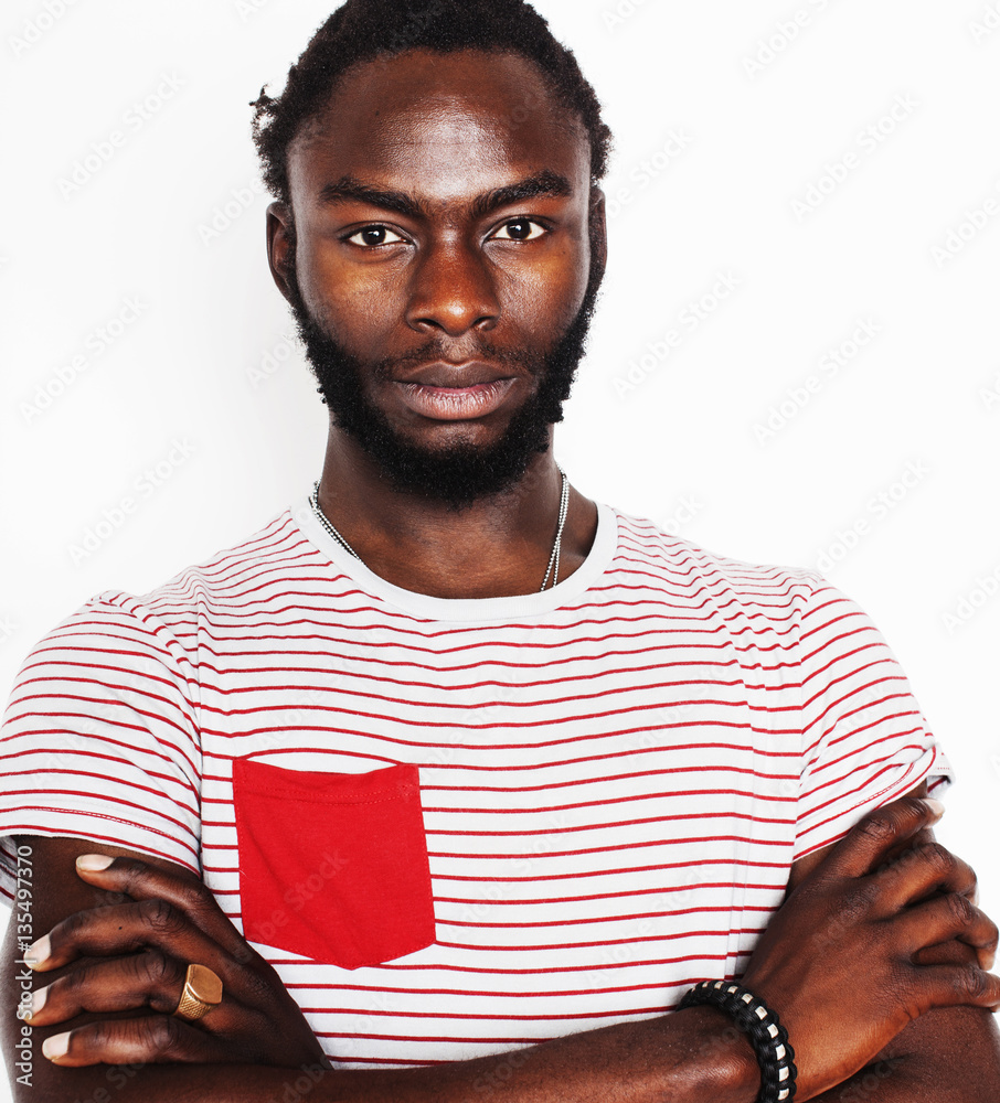 young handsome afro american man gesturing emotional posing isolated on ...