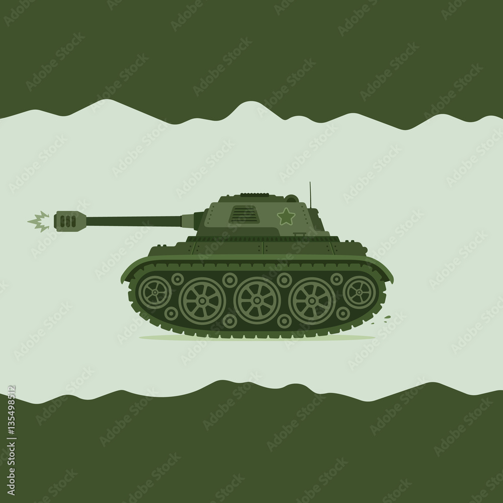 Panzer Flat Vector Illustration Stock Vector | Adobe Stock