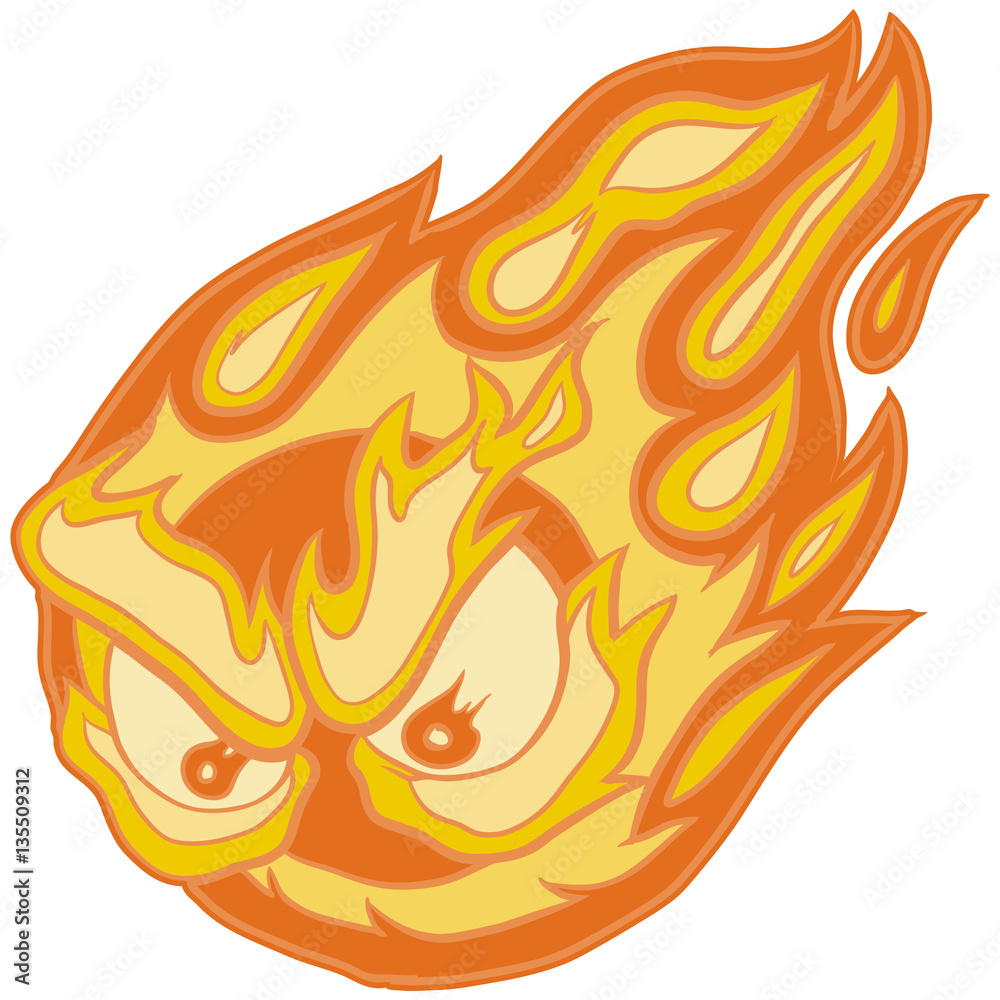 Angry Eyes Fireball Vector Clip Art Cartoon Stock Vector | Adobe Stock