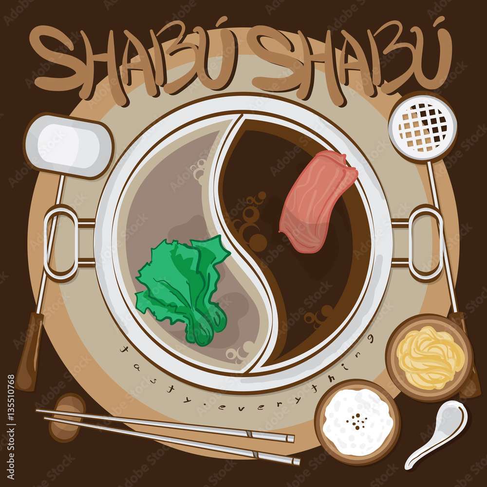 menu shabu drawing graphic design objects template Stock Vector | Adobe ...