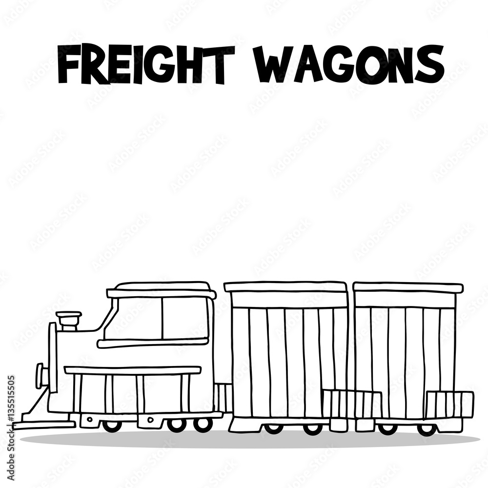 Transport of freight wagons hand draw Stock Vector | Adobe Stock