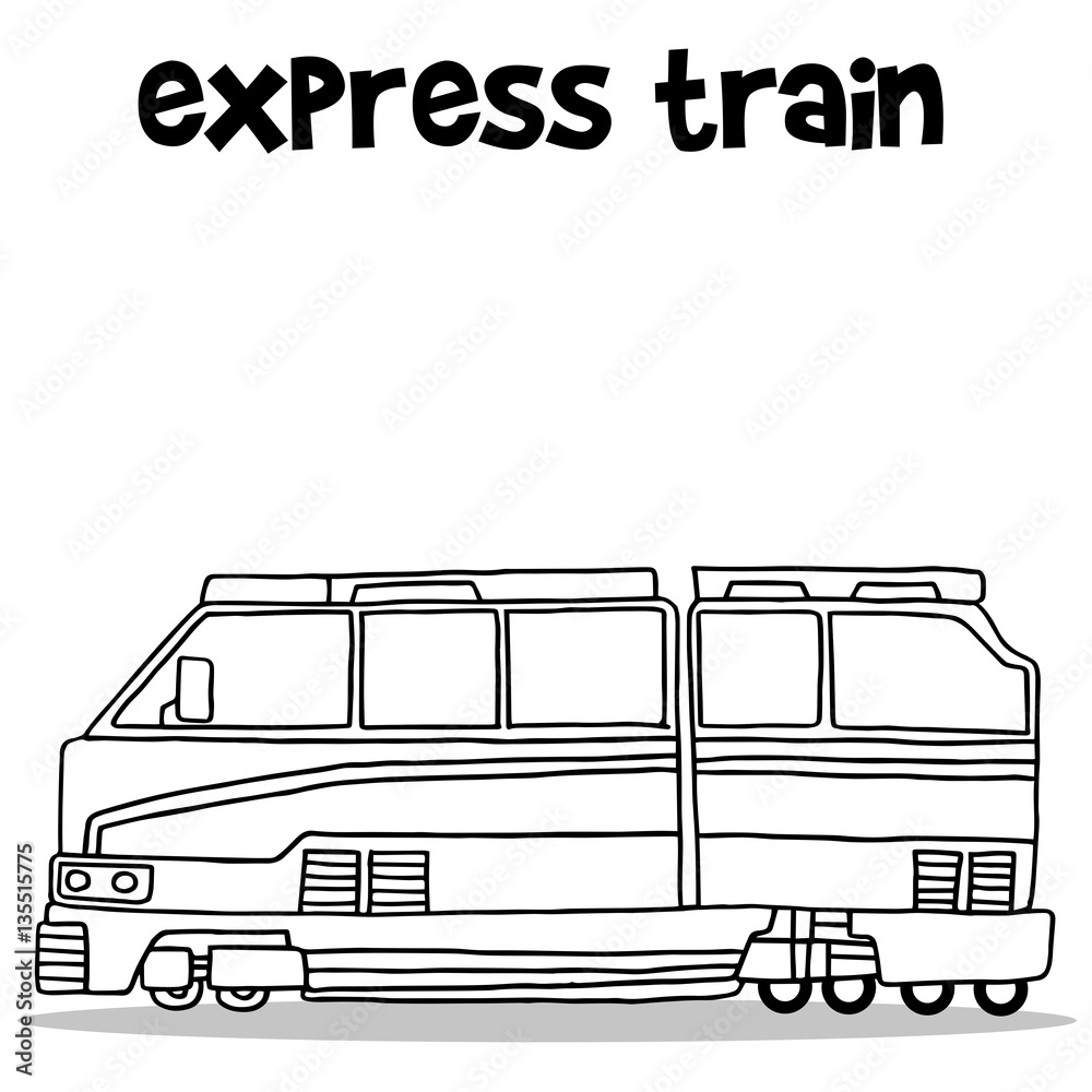 Hand draw of express train Stock Vector | Adobe Stock