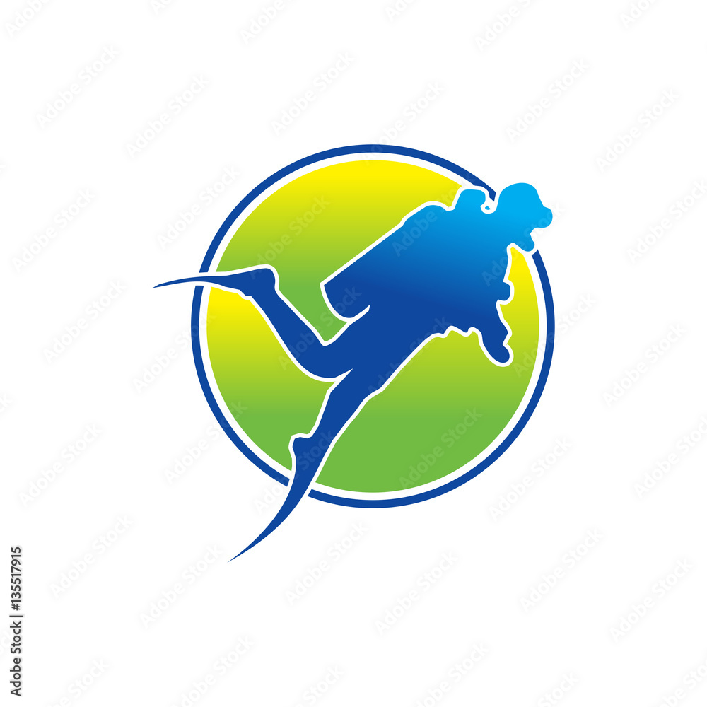 Scuba Diving Logo in Circle Stock-Vektorgrafik | Adobe Stock