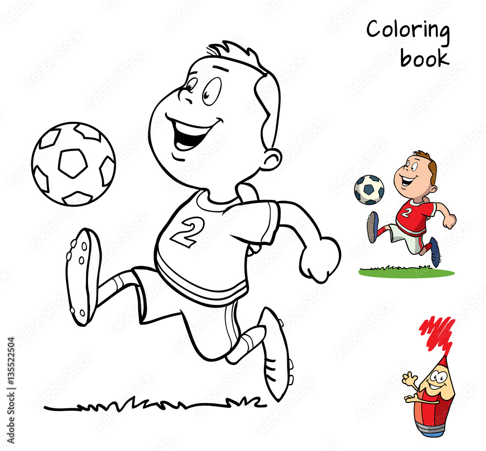Football player. Coloring book. Cartoon vector illustration Stock ...
