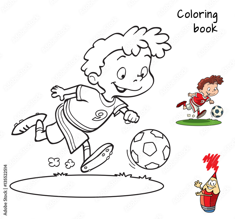 Football player. Coloring book. Cartoon vector illustration Stock ...