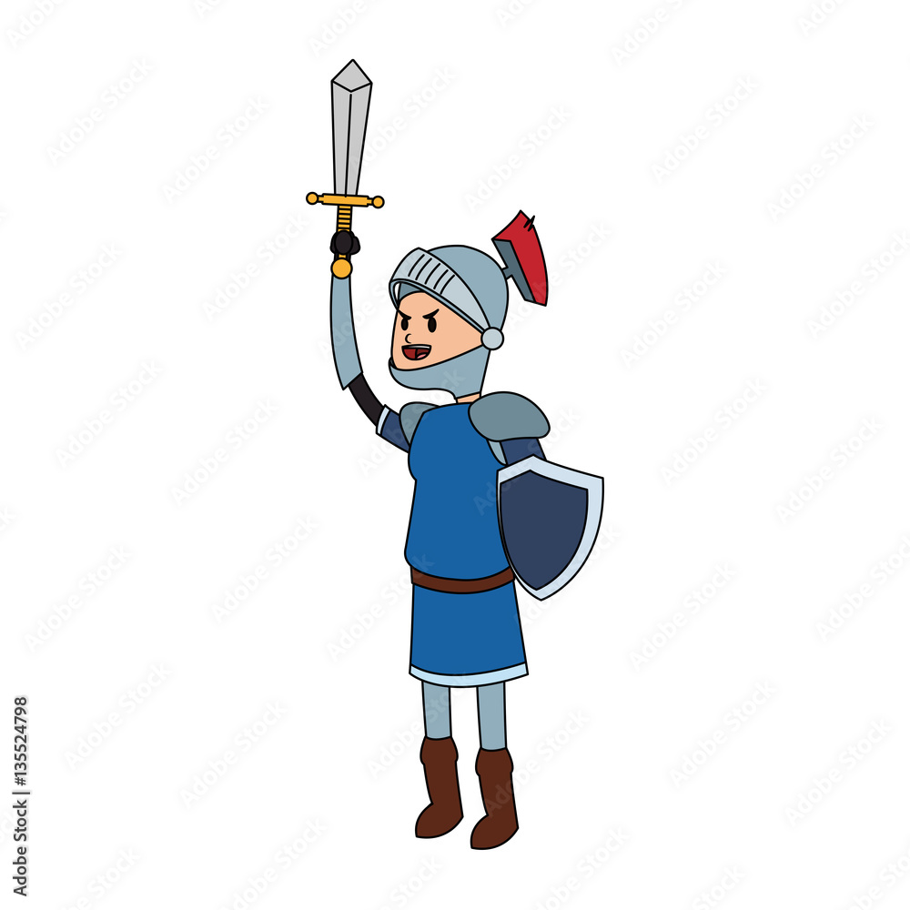 knight cartoon icon over white background. colorful design. vector ...
