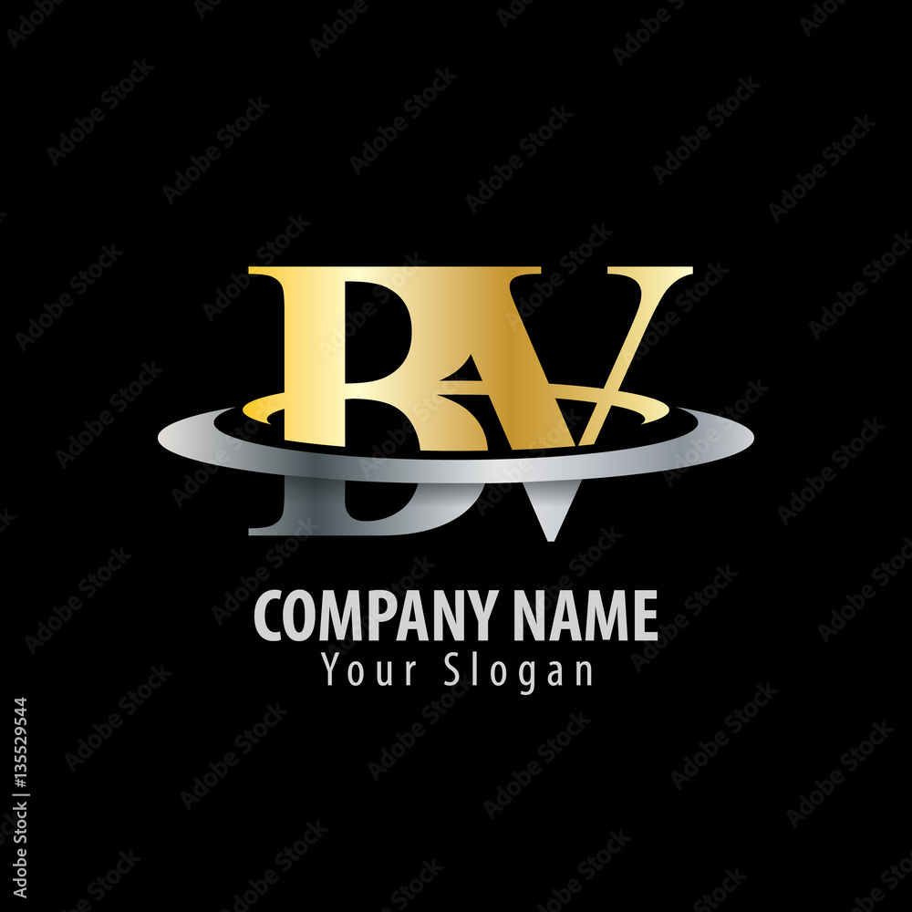 Initial Letter BV With Overlapping Swoosh Circle Stock Vector | Adobe Stock