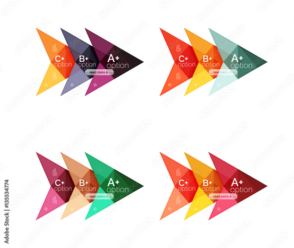 Colorful vector option banner arrow templates, infographic layouts ...