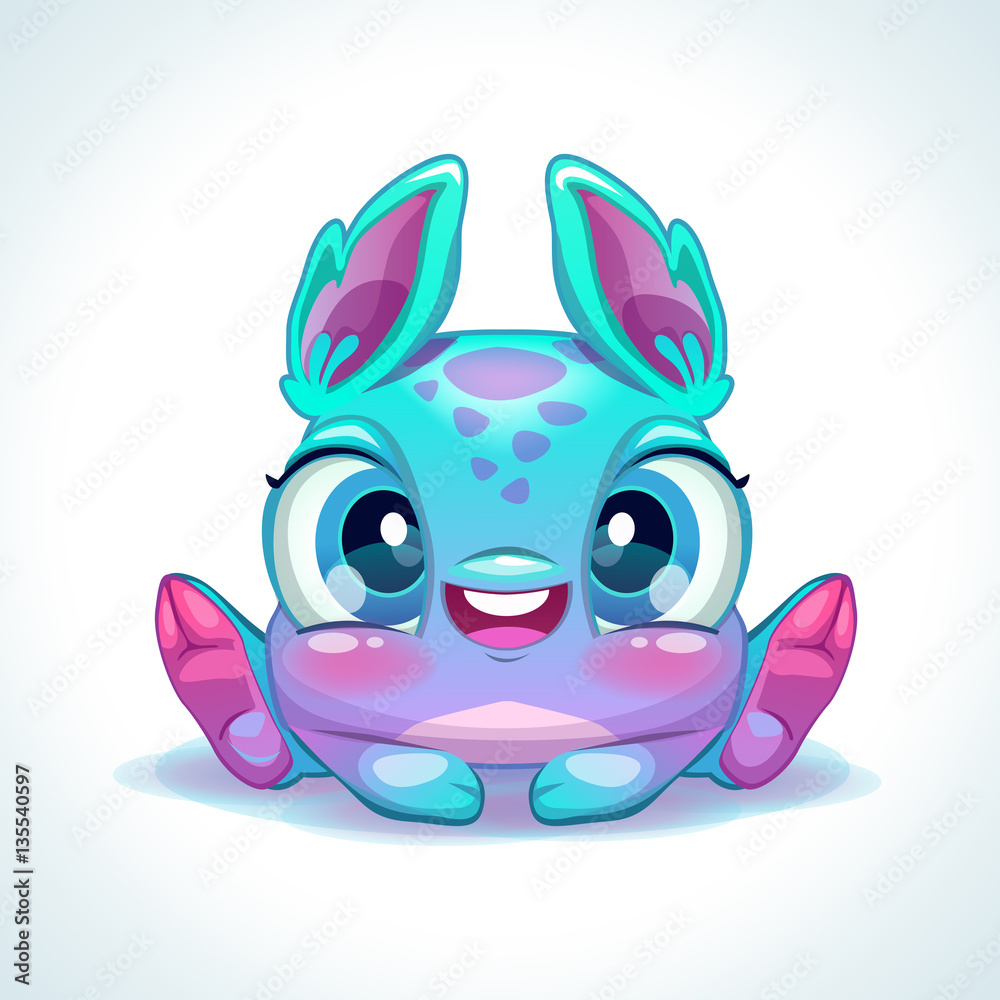 Cute cartoon sitting baby alien. Stock Vector | Adobe Stock