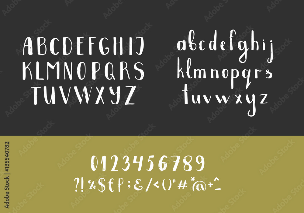 Set of handwritten latin letters. Vector script font. White alphabet ...