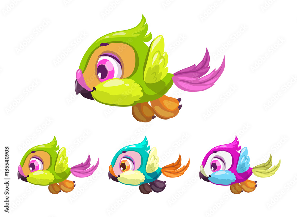 Cute cartoon little flying bird. Stock Vector | Adobe Stock