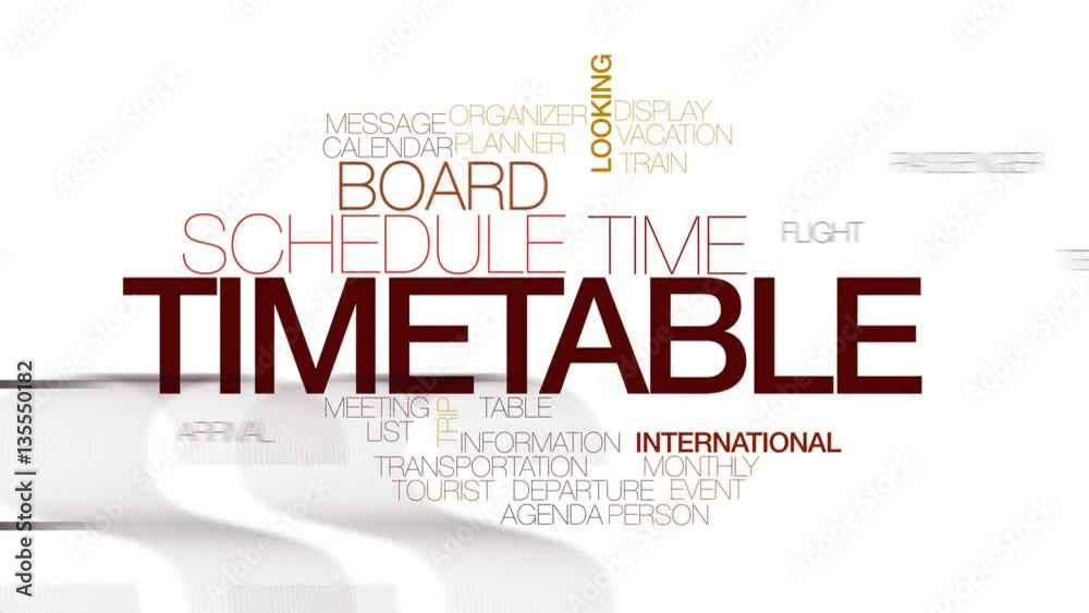Timetable animated word cloud, text design animation. Kinetic ...