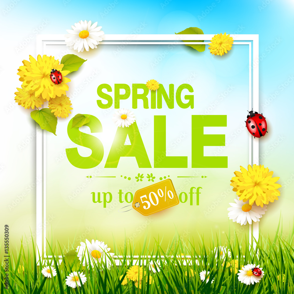 Spring sale flyer Stock Vector | Adobe Stock