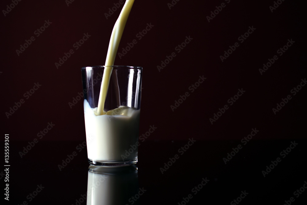 Half Full Glass Of Milk