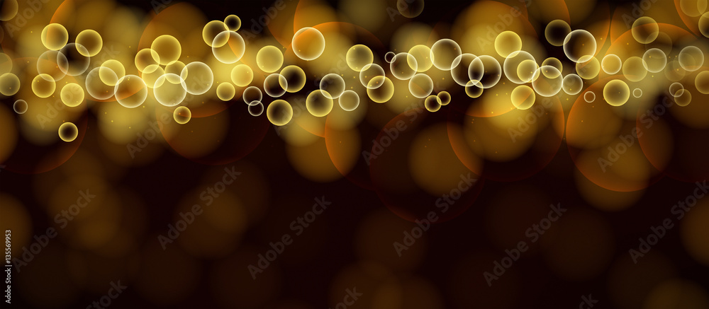 Golden Abstract Bokeh Party Background with Copy Space, Vector File ...