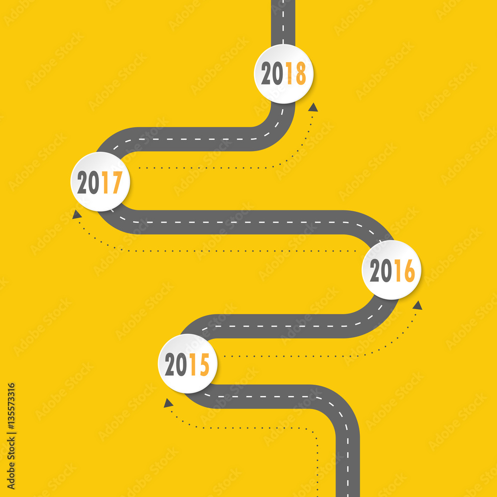 Infographic template road growth up. Perspective Timeline diagram ...