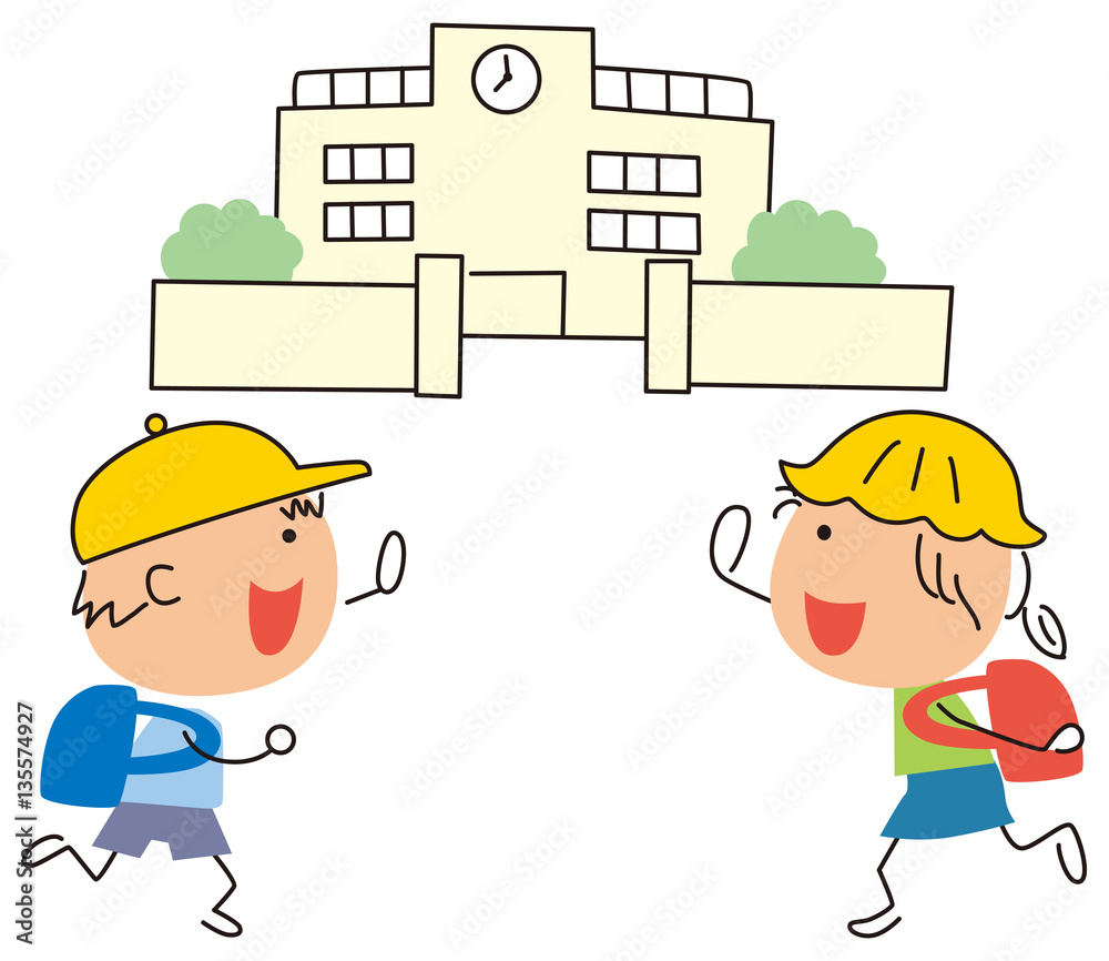 学校に行く小学生 Stock Vector | Adobe Stock
