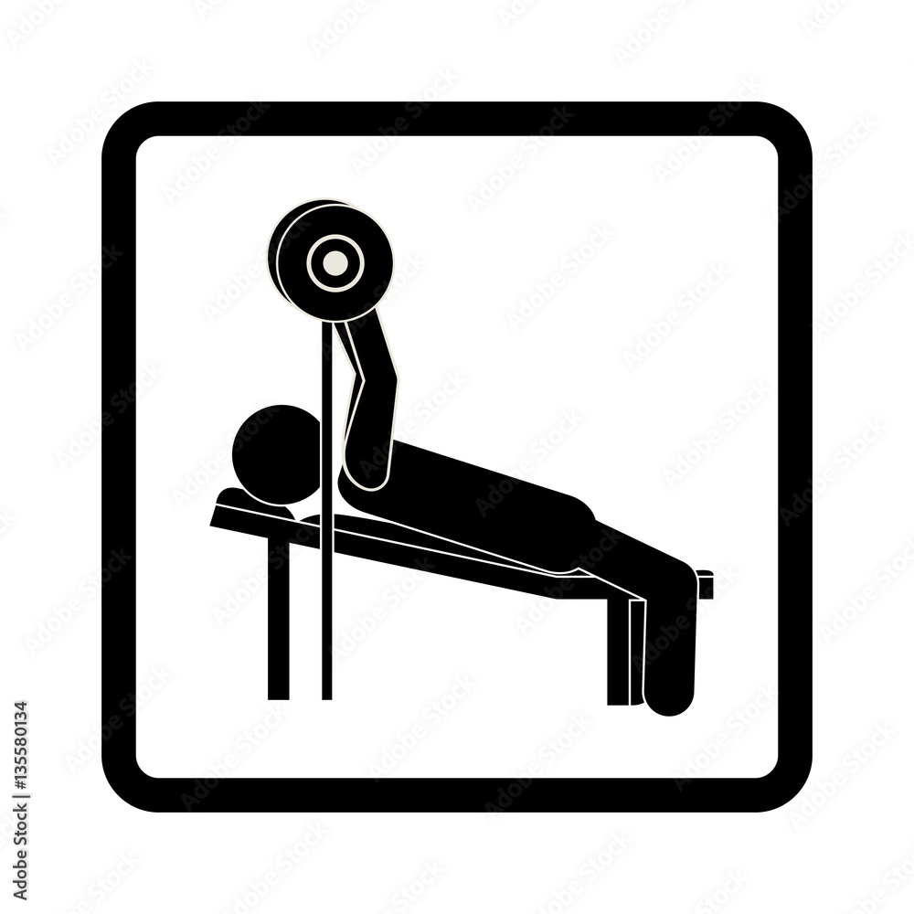 square shape with pictogram man weightlifting vector illustration Stock ...