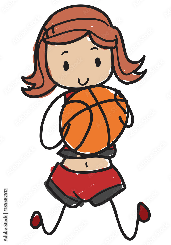 Cartoon Girls Basketball Team