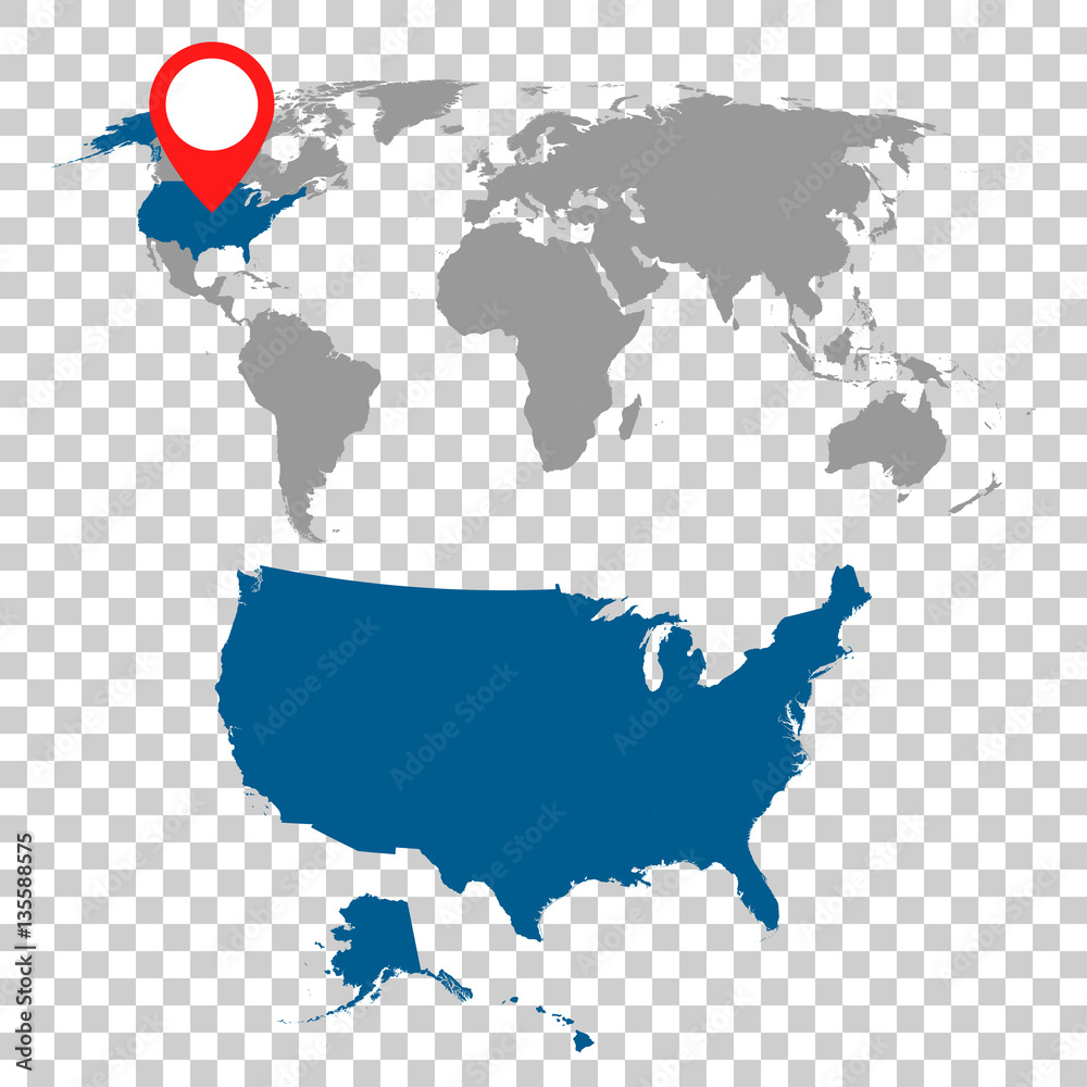 Detailed map of USA and World map navigation set. Flat vector ...
