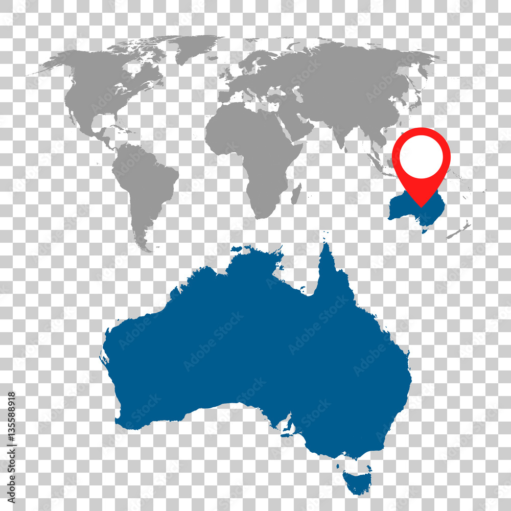 Detailed map of Australia and World map navigation set. Flat vector ...