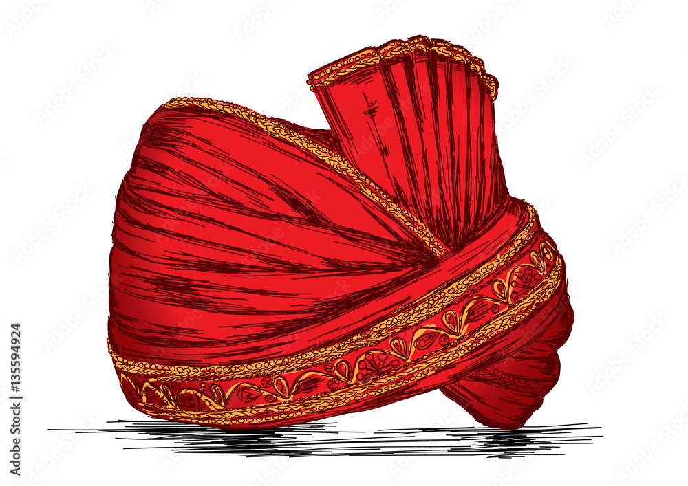 Indian Traditional Headgear Pagdi Vector Illustration Stock Vector ...