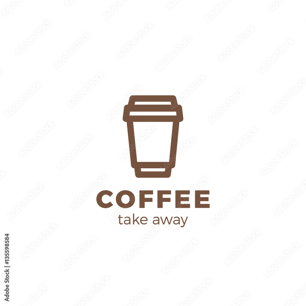 Coffee cup take away Logo vector Linear. Coffee shop icon Stock Vector ...