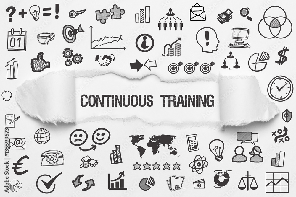 Continuous Training / weißes Papier mit Symbole ilustração do Stock ...